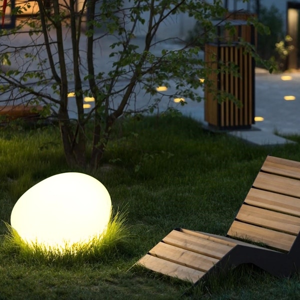 Pebble Solar LED Glow Pathway Garden Light with Remote - 12" - On Sale - Bed Bath & Beyond ...